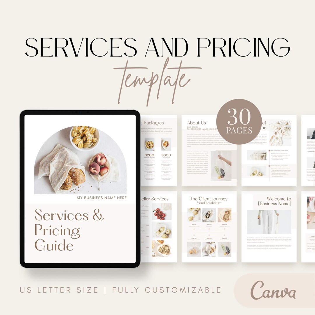 Services and Pricing Template | Canva Template | Editable Business ...