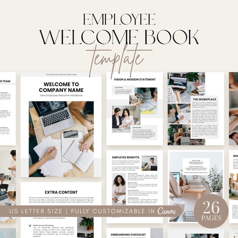 Employee Welcome Book Template | New Hire Handbook | Canva Editing ...
