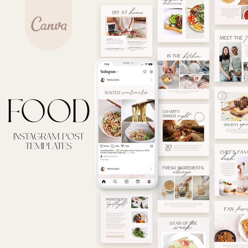 Food Instagram Instagram Post Template | Gourmet Recipes | Minimalist ...