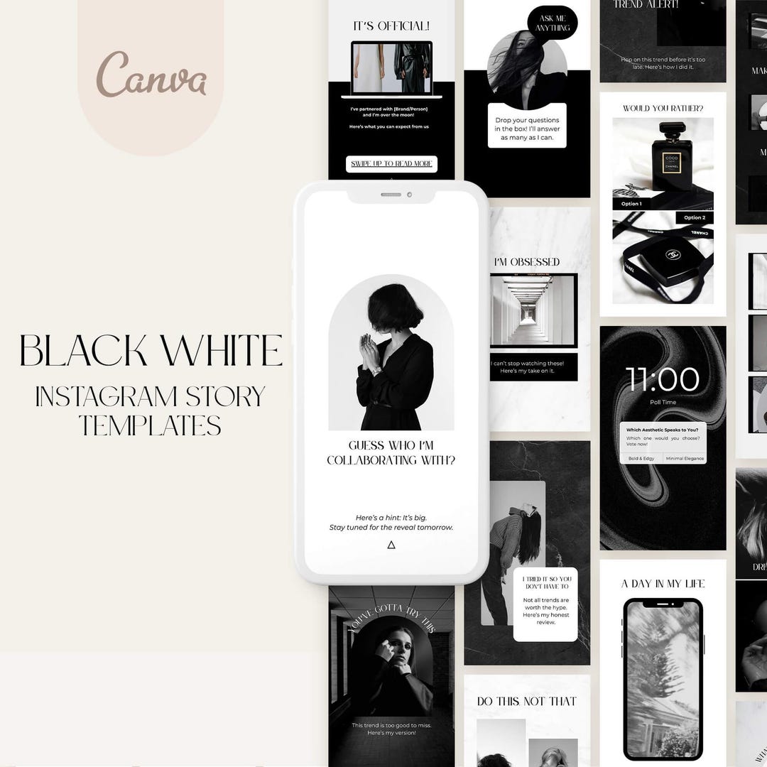 Black White Instagram Story Template | Black and White Elegant Template ...