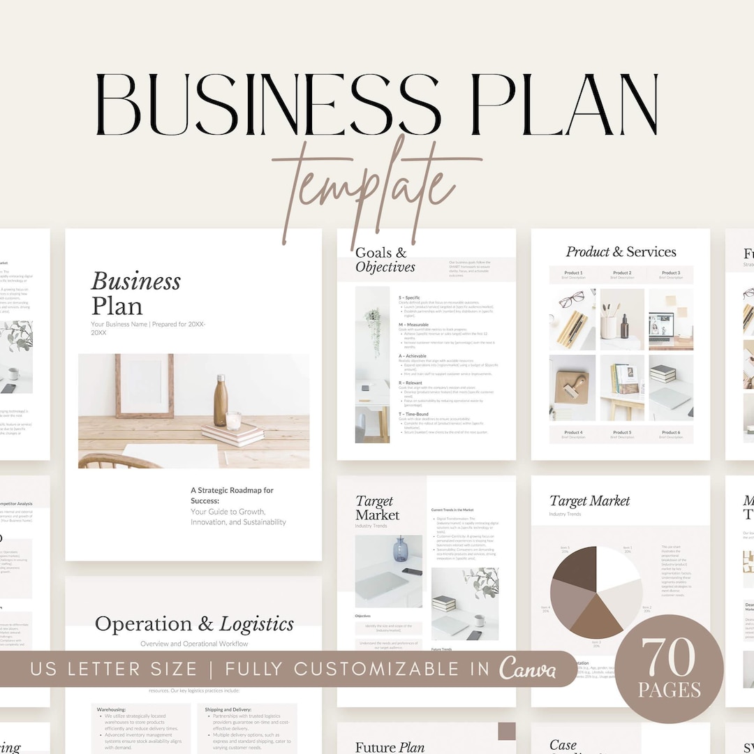 Business Plan Template | Canva Small Business Planner | Editable Start ...