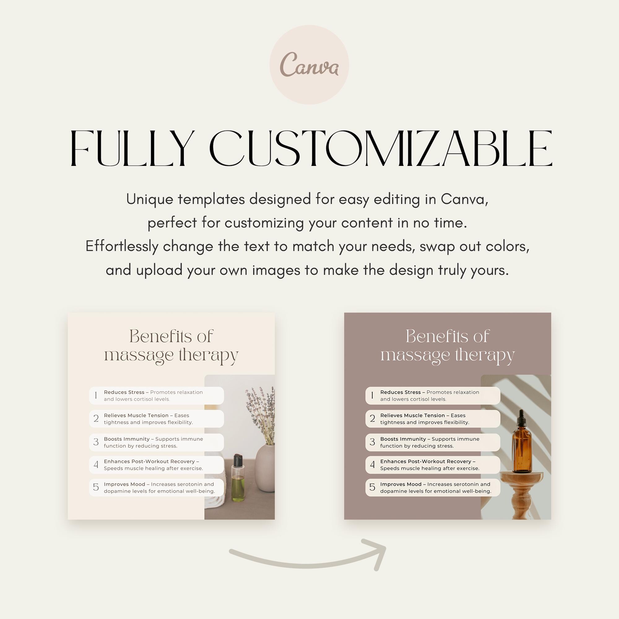 Massage Instagram Post Templates | Esthetician Beauty Spa Marketing ...