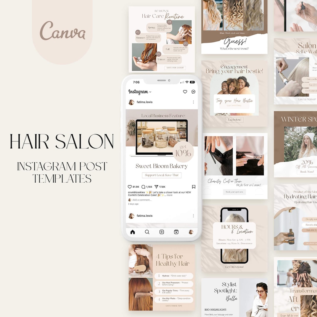 Hair Salon Instagram Post Templates | Hairdresser Social Media Content ...