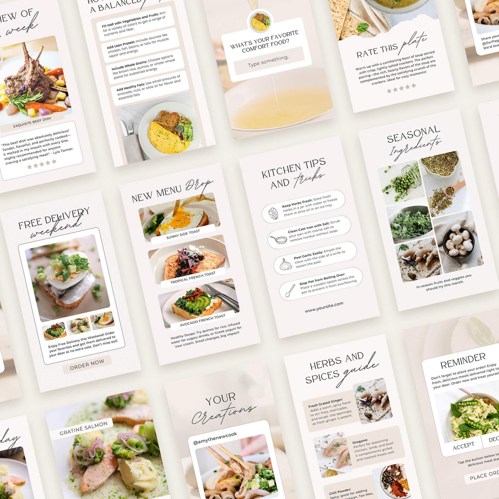 Food Instagram Story Template | Gourmet Recipes | Dietician Instagram ...