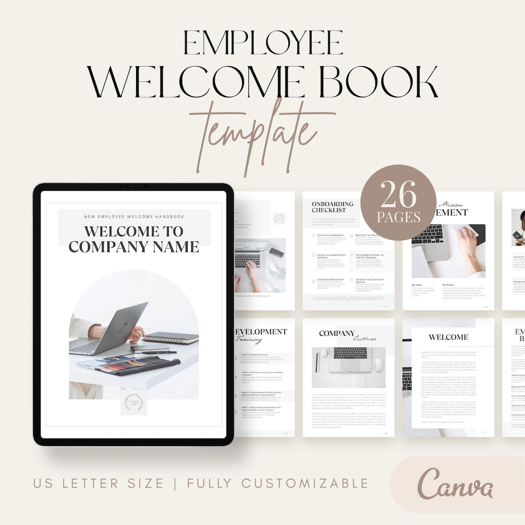 Employee Welcome Book Template | New Hire | Modern Employee Handbook ...
