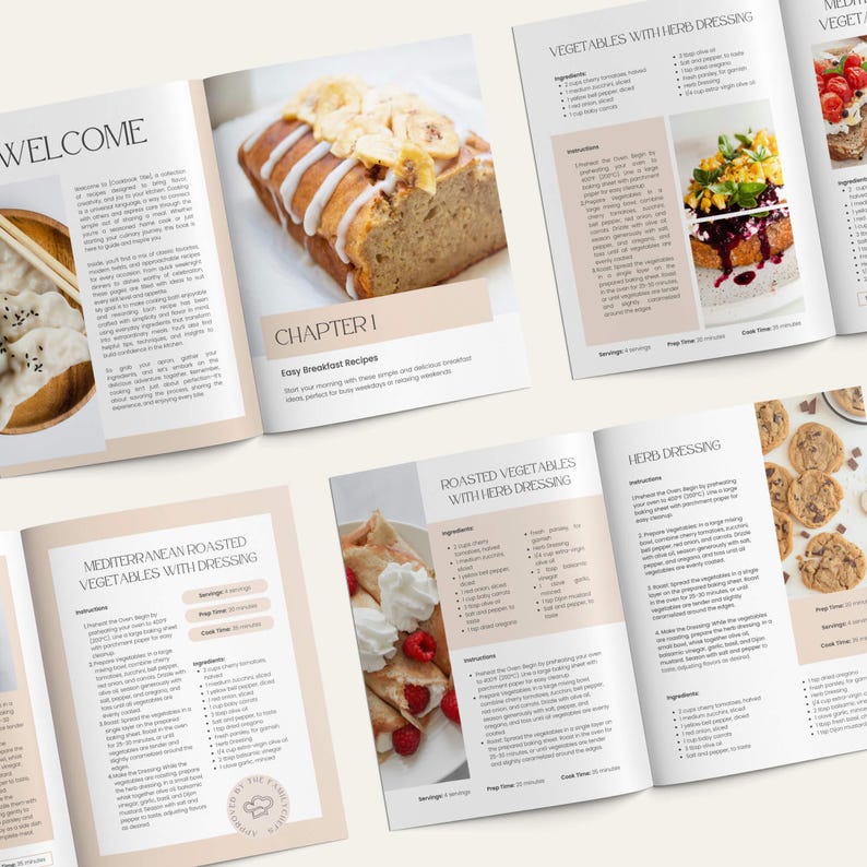 Cookbook Template | Recipes Book | Printable Family Cookbook | Canva ...