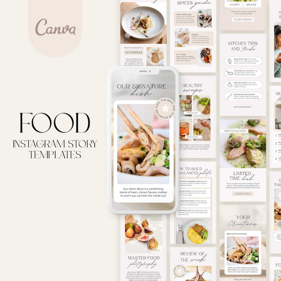 Food Instagram Story Template | Gourmet Recipes | Dietician Instagram ...