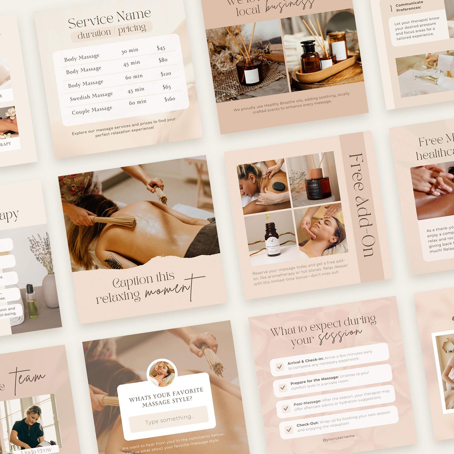 Massage Instagram Post Templates | Esthetician Beauty Spa Marketing ...