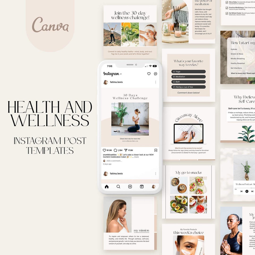 Health and Wellness Instagram Post Template | Healthy Lifestyle ...