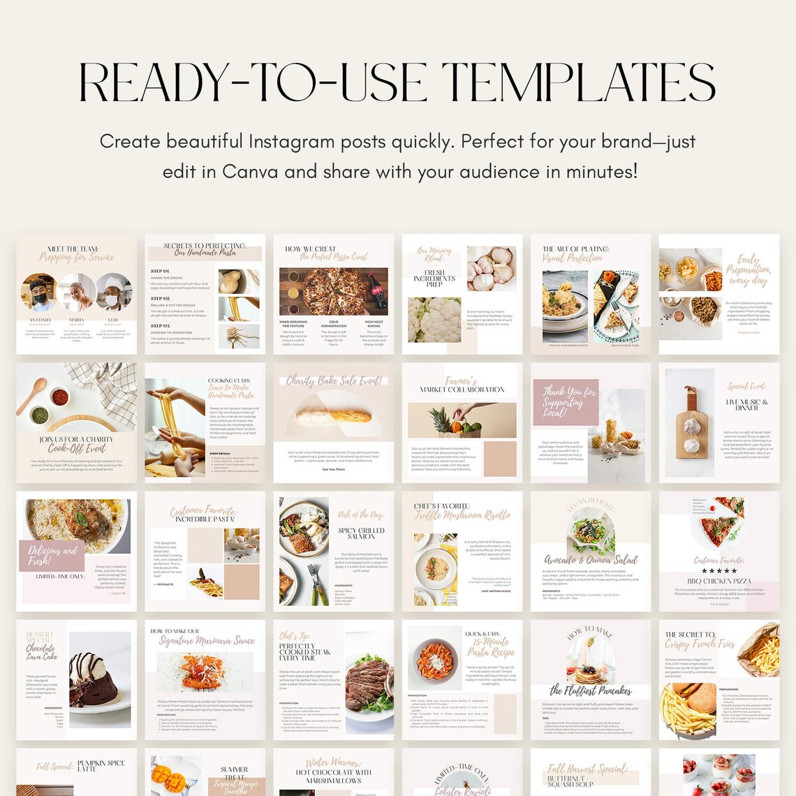 Food Instagram Post Templates | Recipes Canva Content | Editable Chef ...