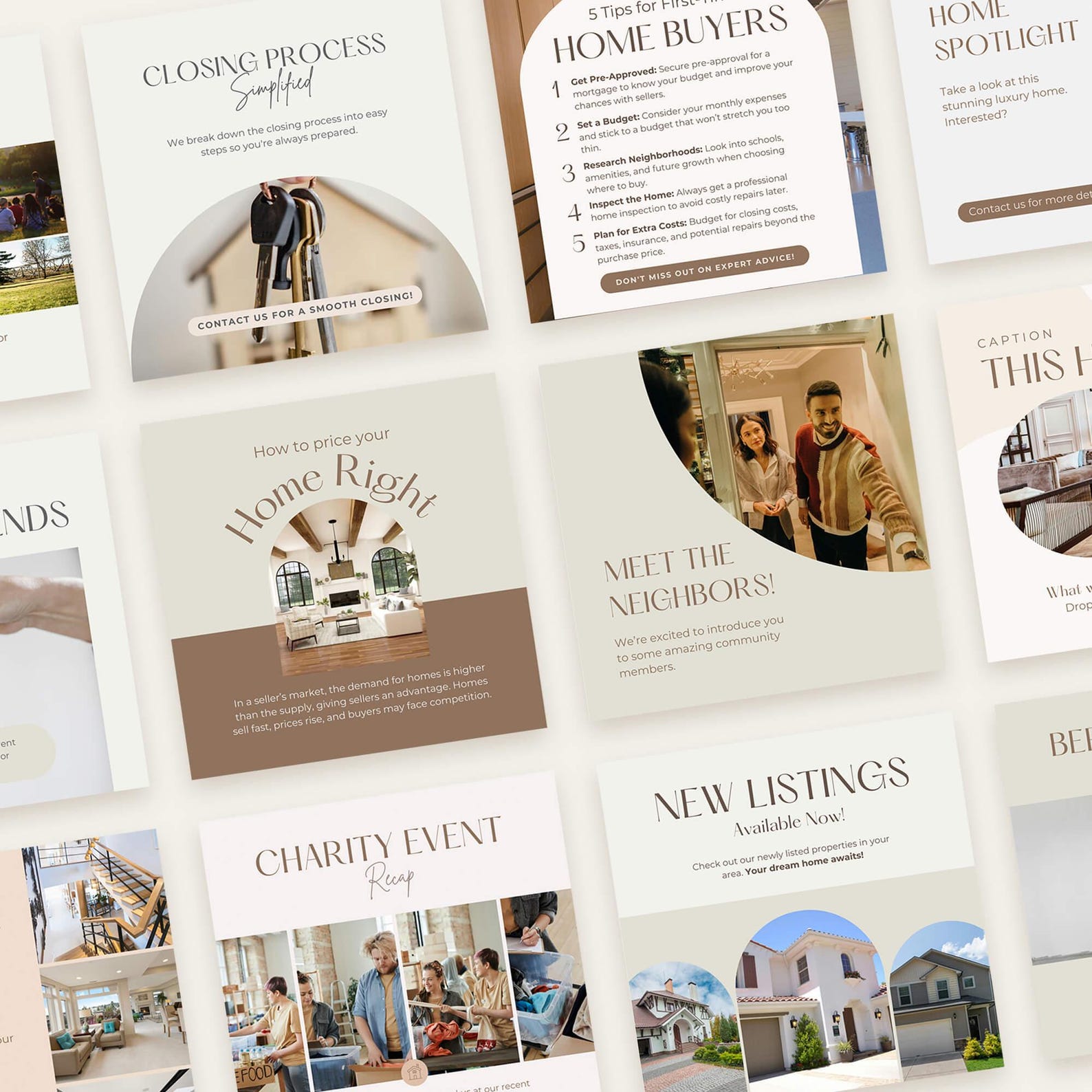 Real Estate Instagram Post Templates, Canva Realtor Marketing, Review ...