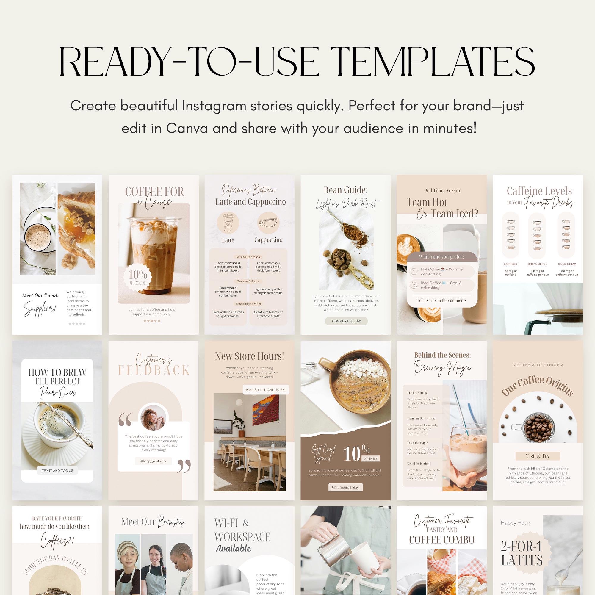 Coffee Shop Instagram Story Templates | Editable Coffee Shop Social ...