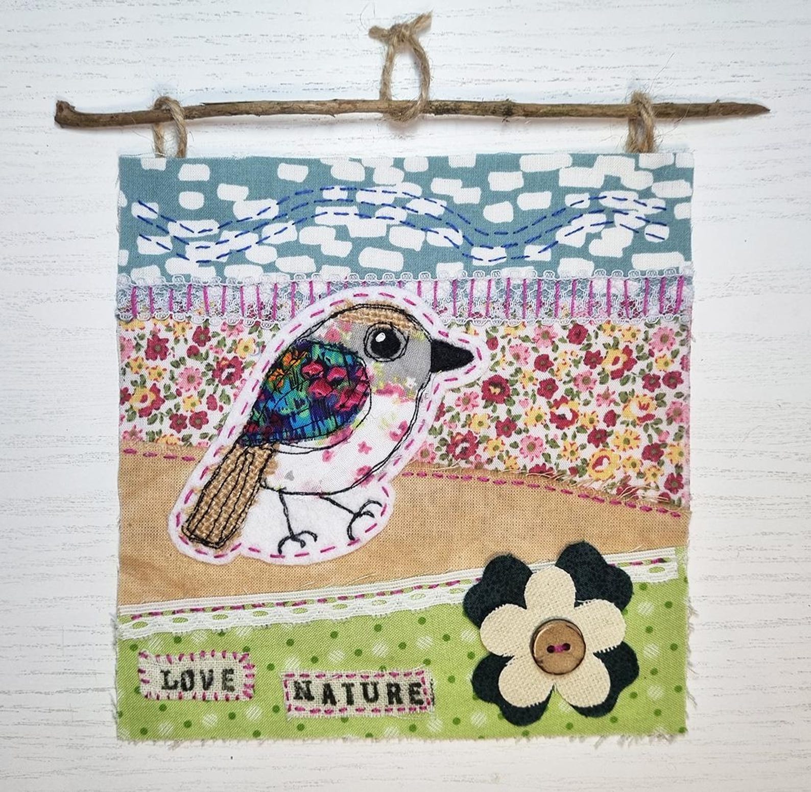 Scrappy Bird Eco Slow Stitch Kit: Mindful Fabric Art Craft Activity ...