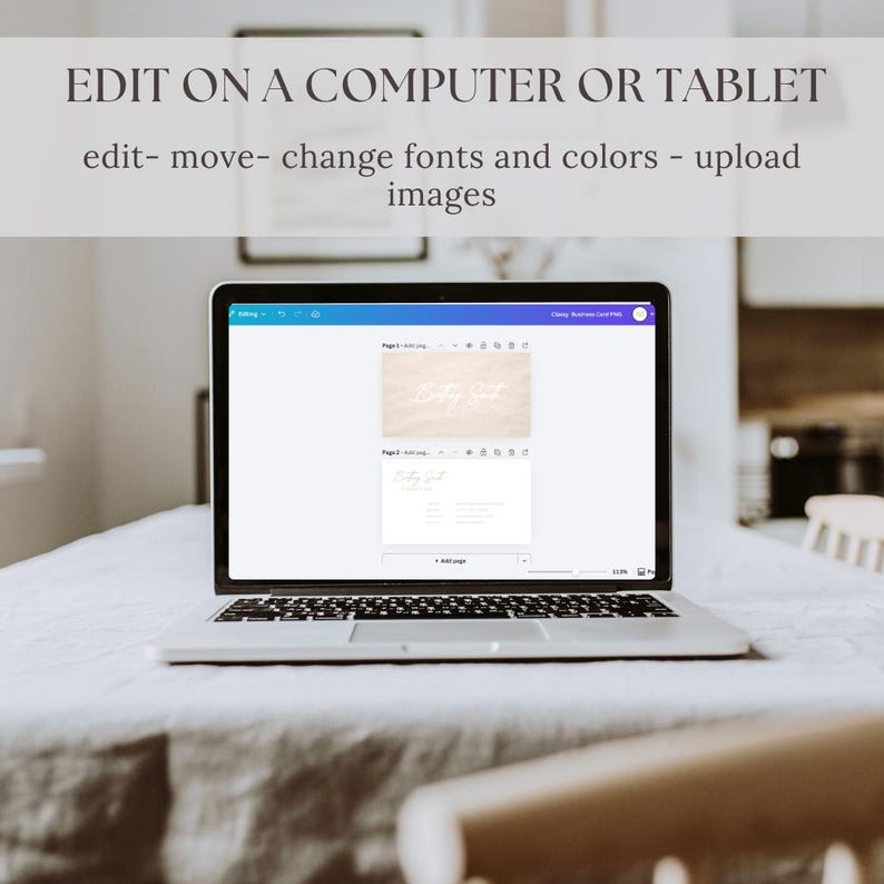 Minimalist Business Card Template, Elegant Chic Design (digital ...