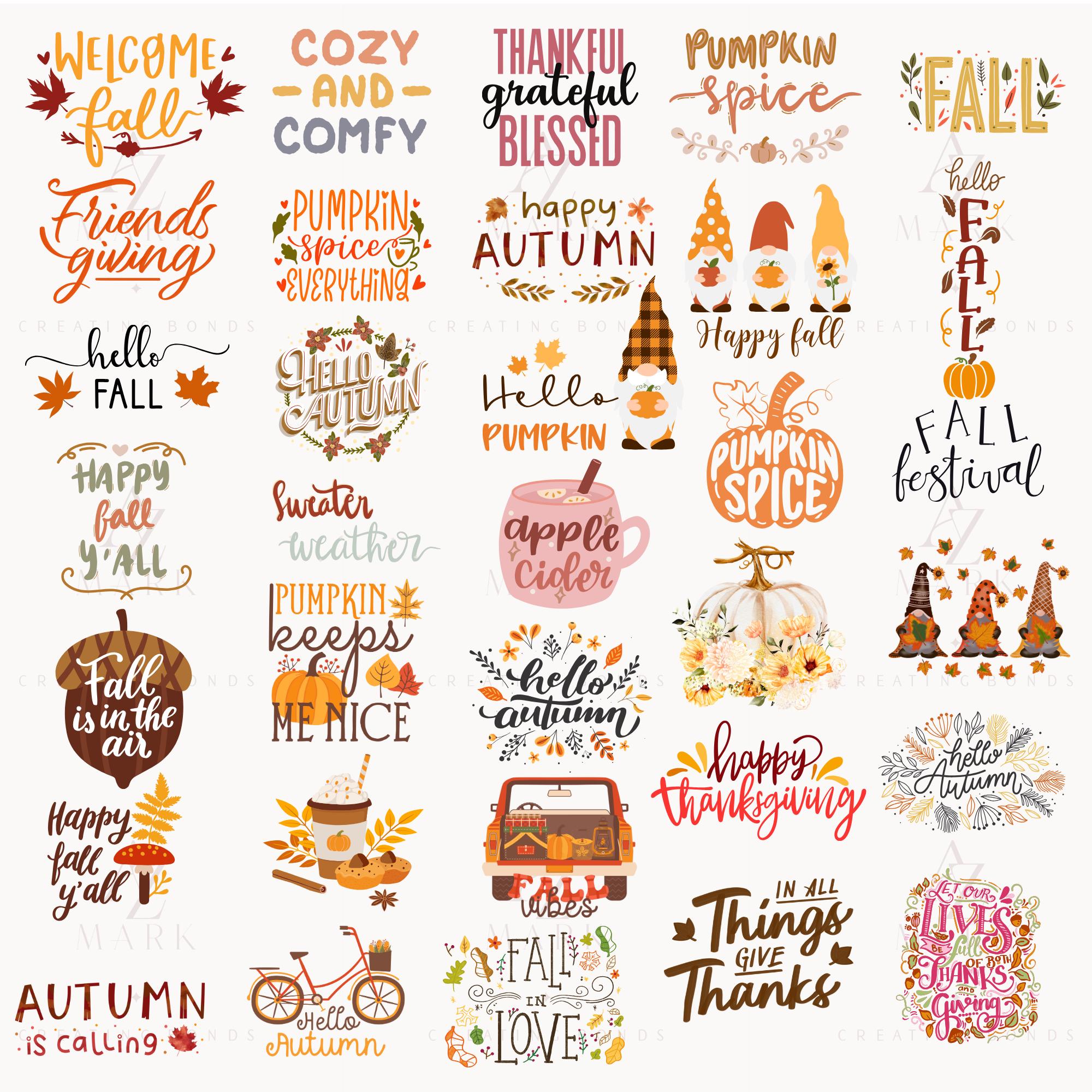 Fall Season PNG Bundle: Thanksgiving Designs (digital Download) - Etsy