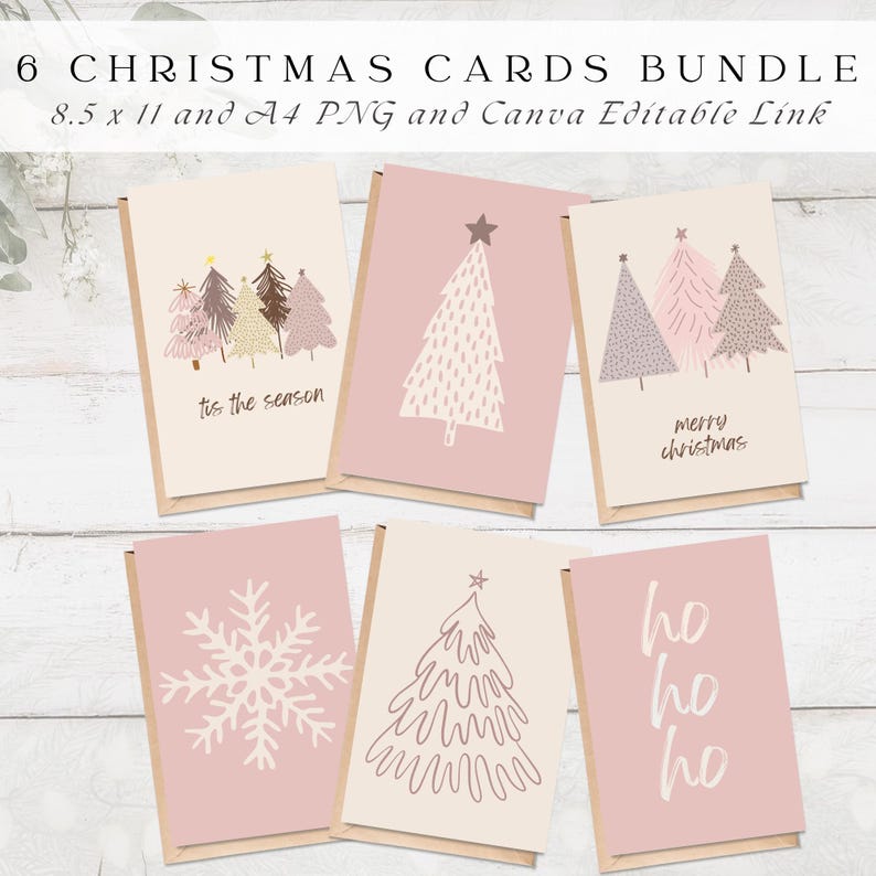 Printable Christmas Cards Bundle: Digital Download (PDF, PNG, SVG Files ...