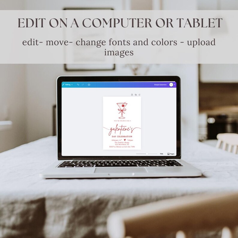 Editable Galentine's Day Invitation, Girls Night Party (digital ...