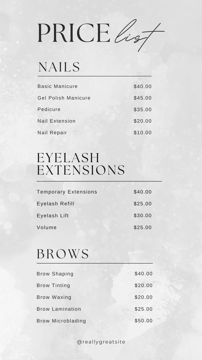 DIY Price List Template Digital - Etsy