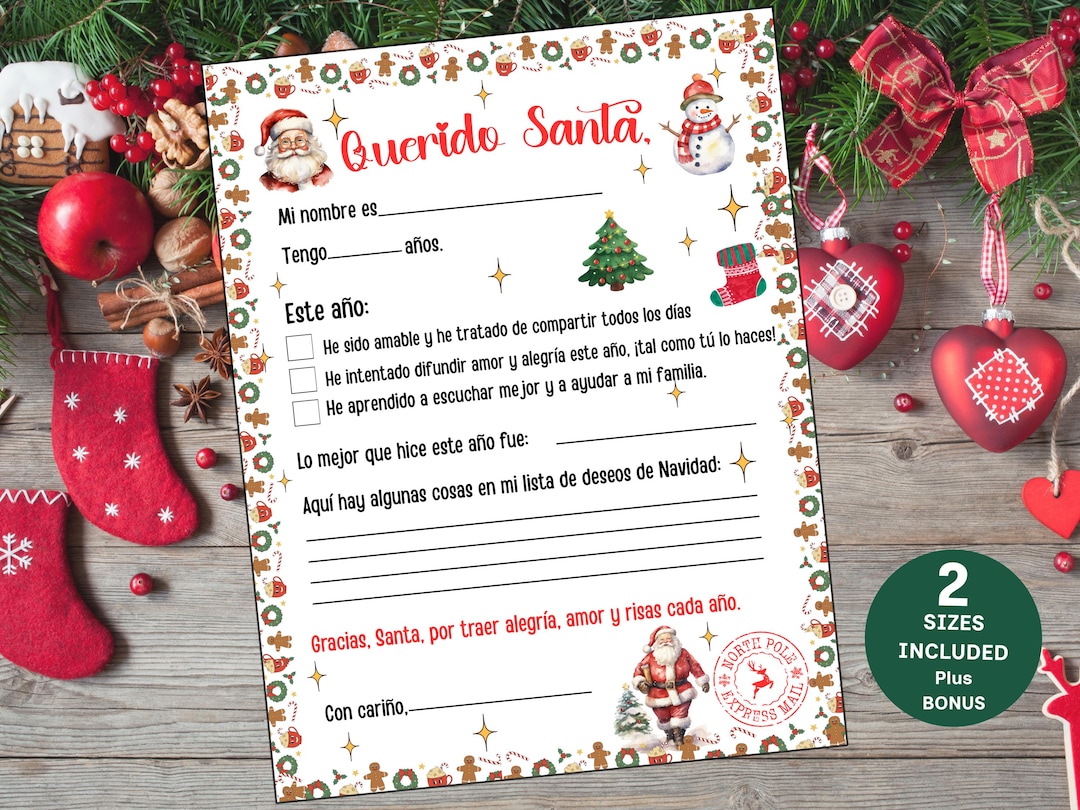 Letter to Santa in Spanish, Carta Para Santa En Español, Letter to ...