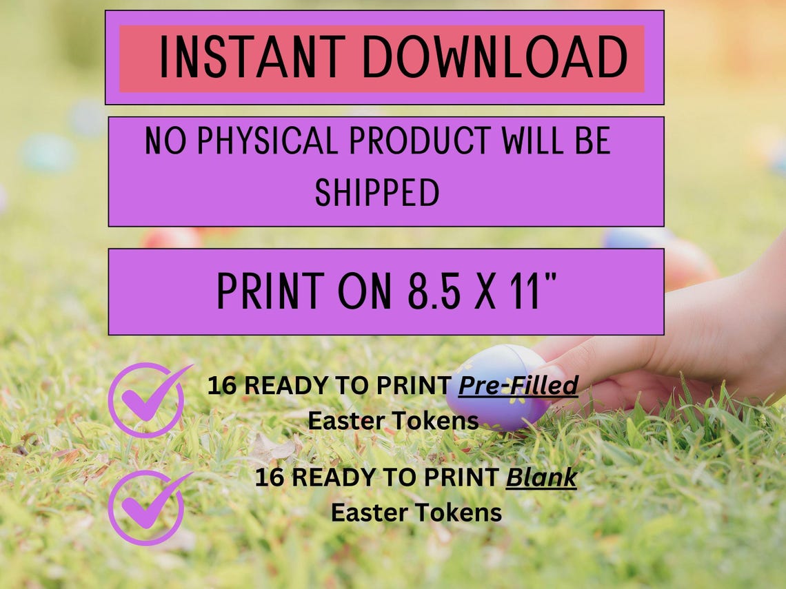 Printable Easter Egg Tokens, Easter Egg Token, Easter Egg Hunt, Egg ...
