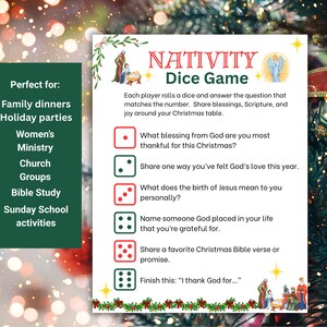 Christian Christmas Gratitude Dice Game, Nativity Dice Game, Nativity ...
