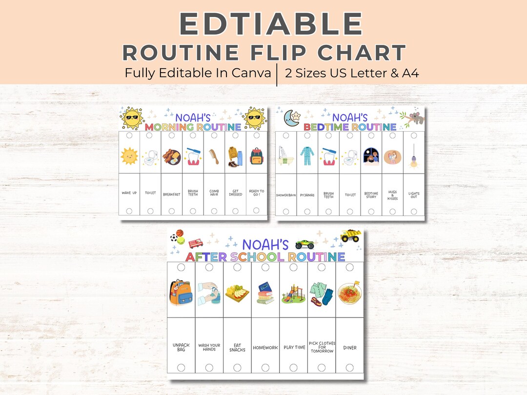 Routine Flip Chart Daily Routine, Morning Afternoon & Evening Routine ...