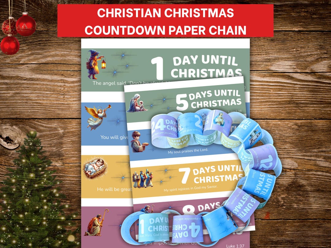 Nativity Christmas Countdown Chain, Christmas Day Until Christmas Paper ...