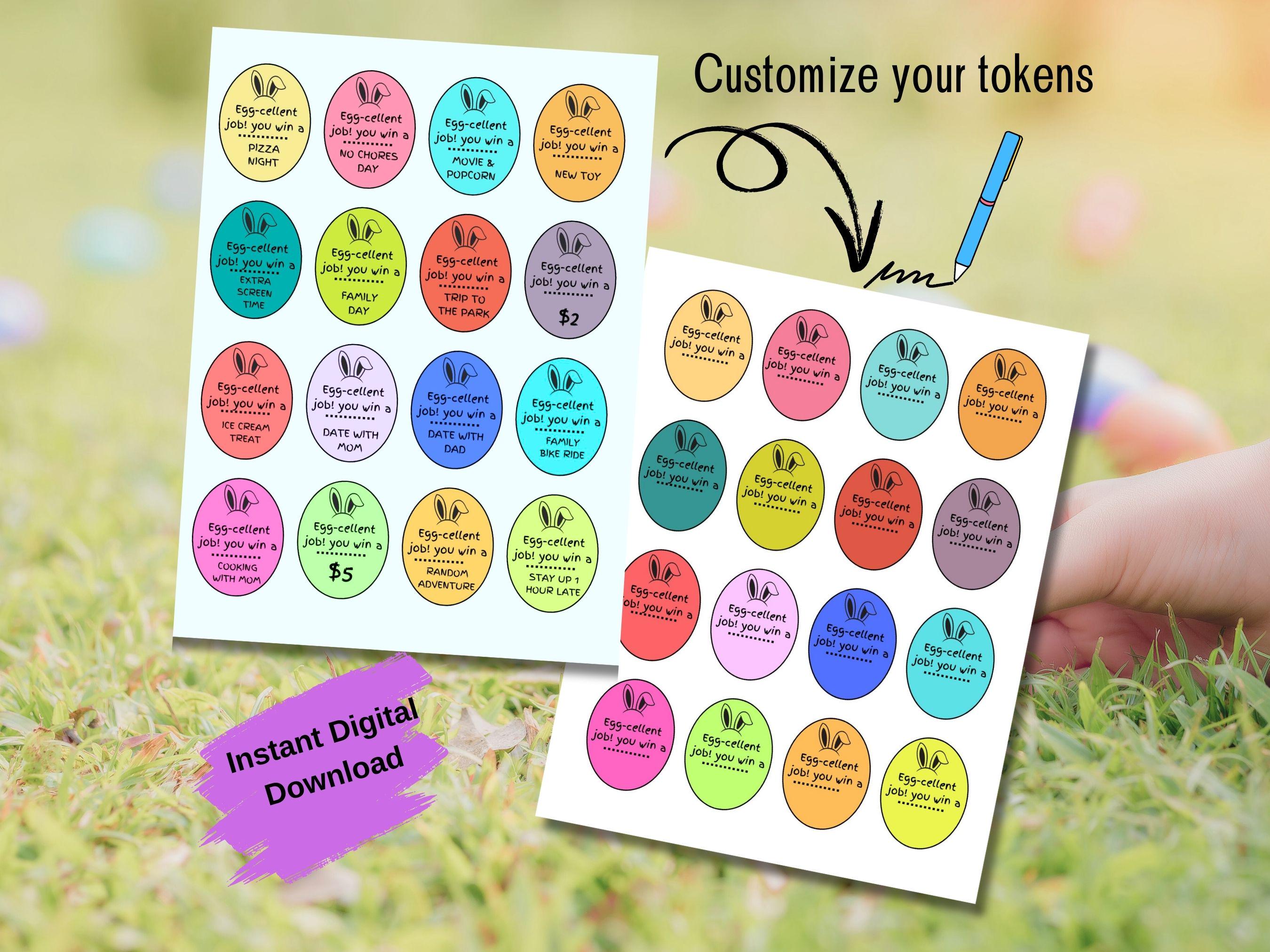 Printable Easter Egg Tokens, Easter Egg Token, Easter Egg Hunt, Egg ...