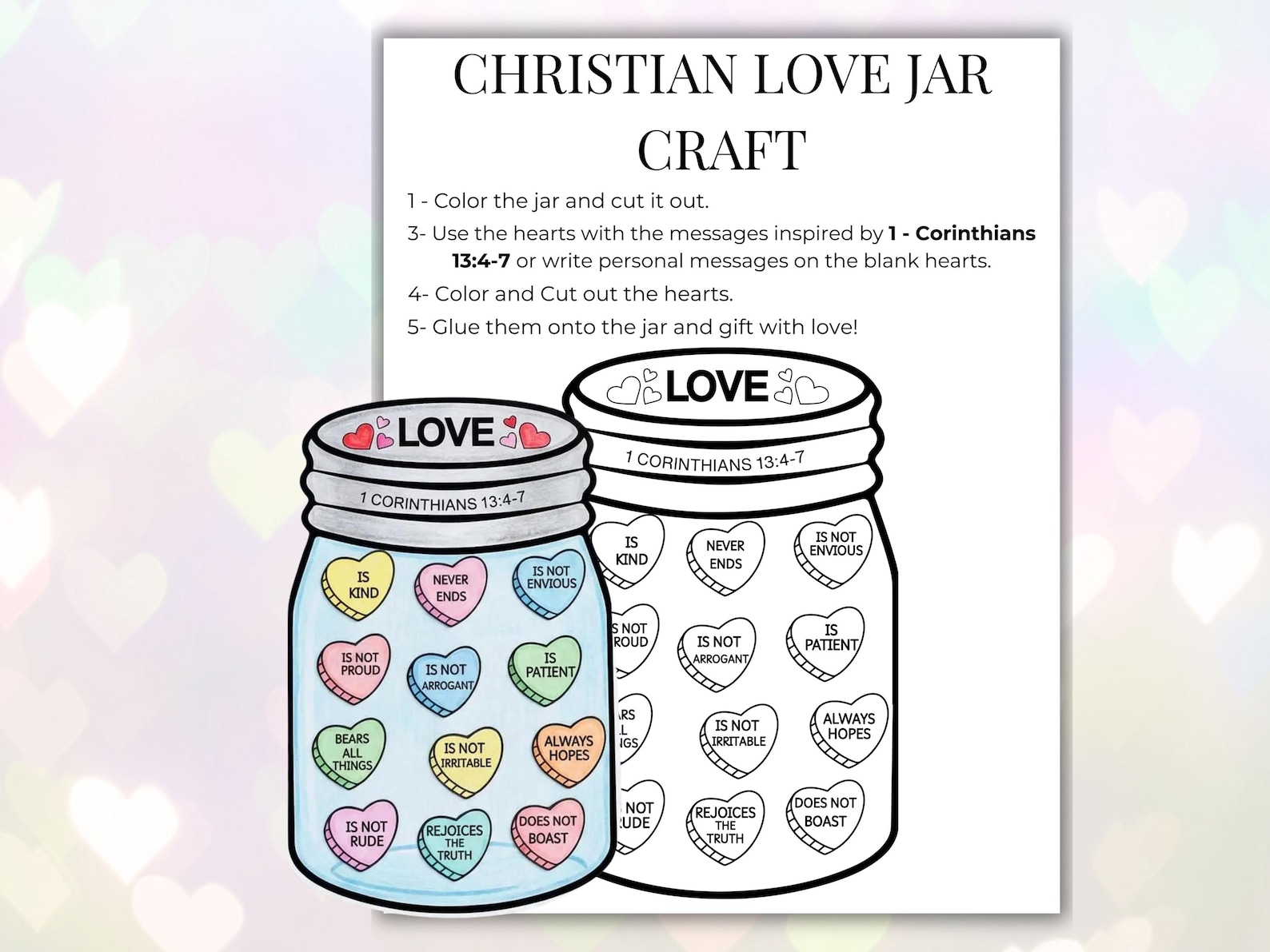 God's Conversation Hearts, Candy Jar Valentine's Bible Craft, Love is ...