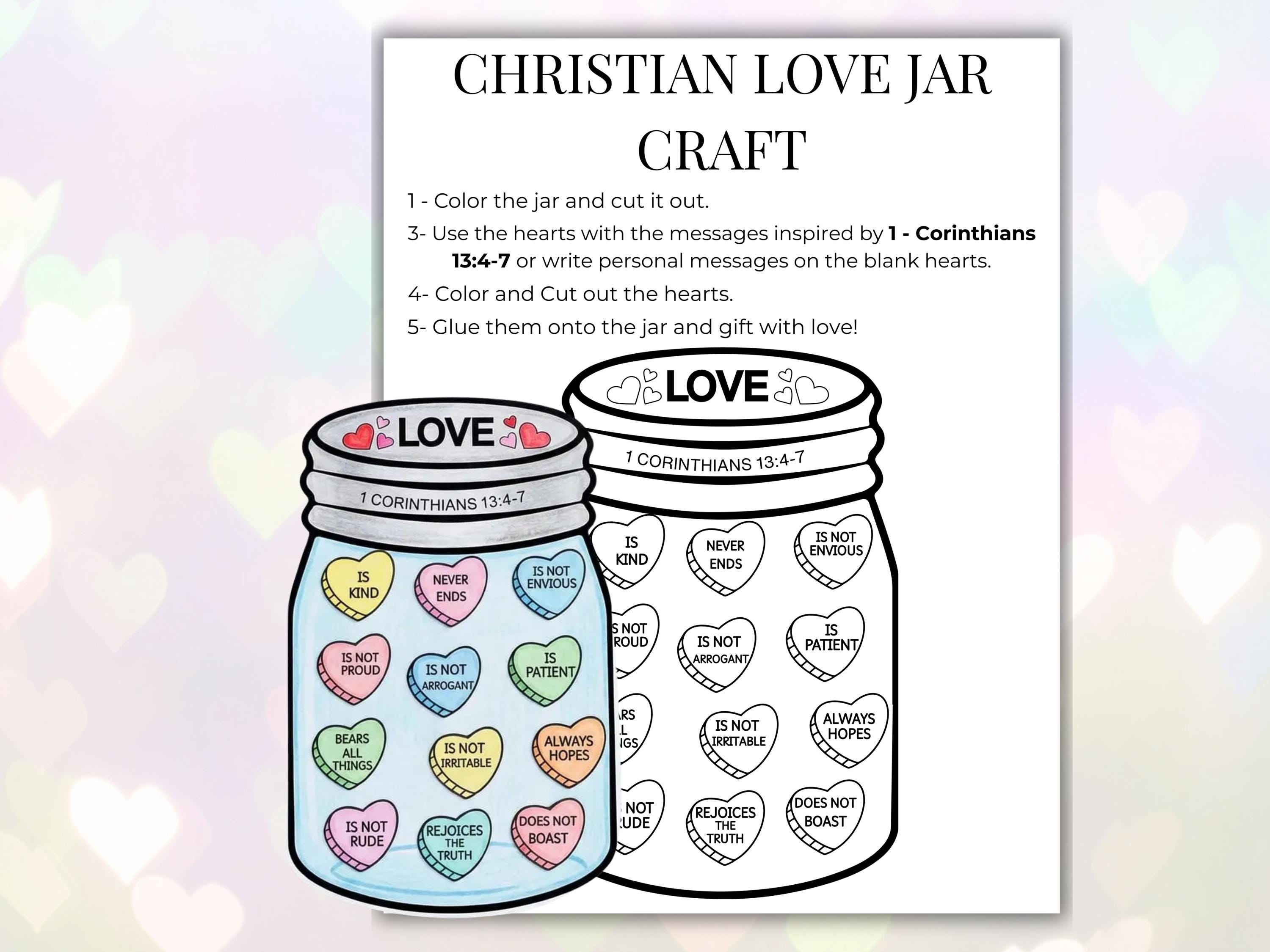 God's Conversation Hearts, Candy Jar Valentine's Bible Craft, Love is ...