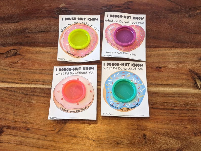 Play Dough Valentine's Card, Donut Valentine Card, Valentine's Play Doh ...