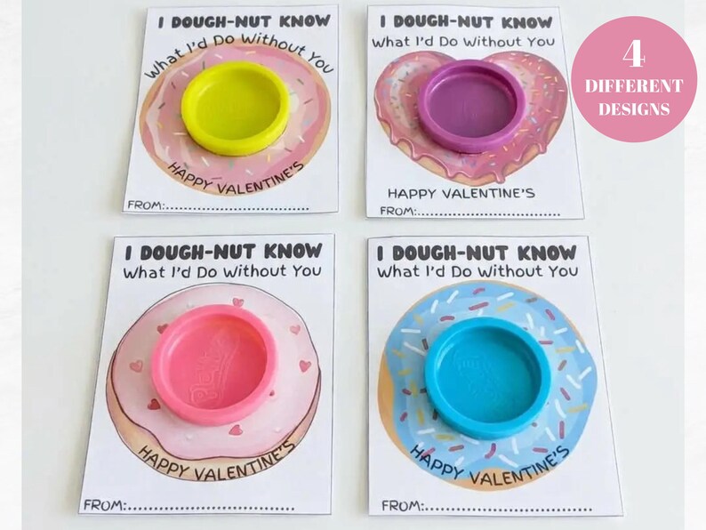Play Dough Valentine's Card, Donut Valentine Card, Valentine's Play Doh ...