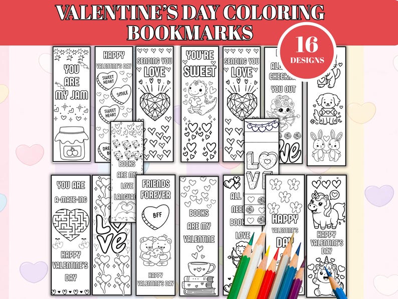 Printable Coloring Bookmarks for Kids, Valentine Coloring, Coloring ...