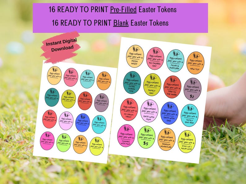 Printable Easter Egg Tokens, Easter Egg Token, Easter Egg Hunt, Egg ...