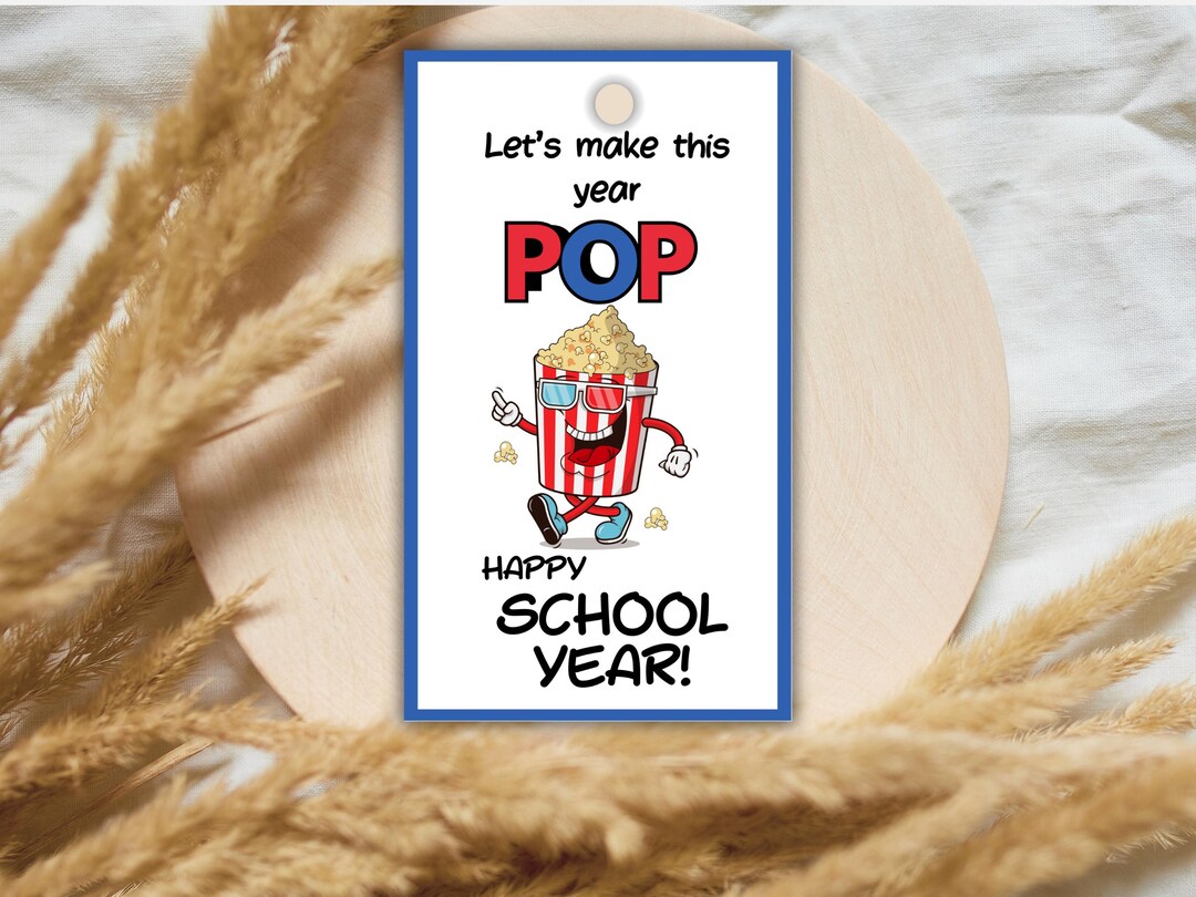 Popping Happy School Year Gift Tag, Back to School Popcorn Tag, Student ...