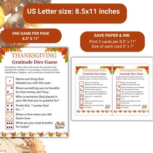 Christian Thanksgiving Gratitude Dice Game Activity, Thanksgiving Game ...