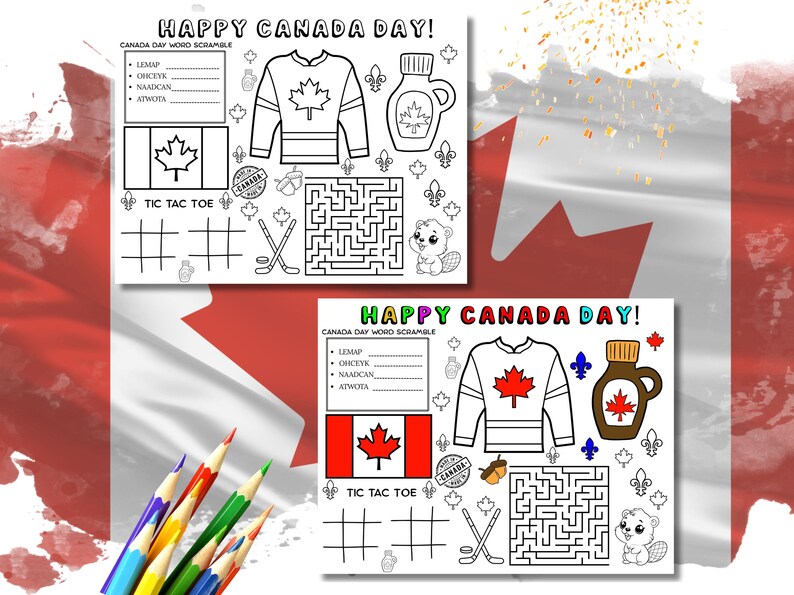 Canada Day Placemat for Kids, Printable Coloring Page for Kids, Canada ...