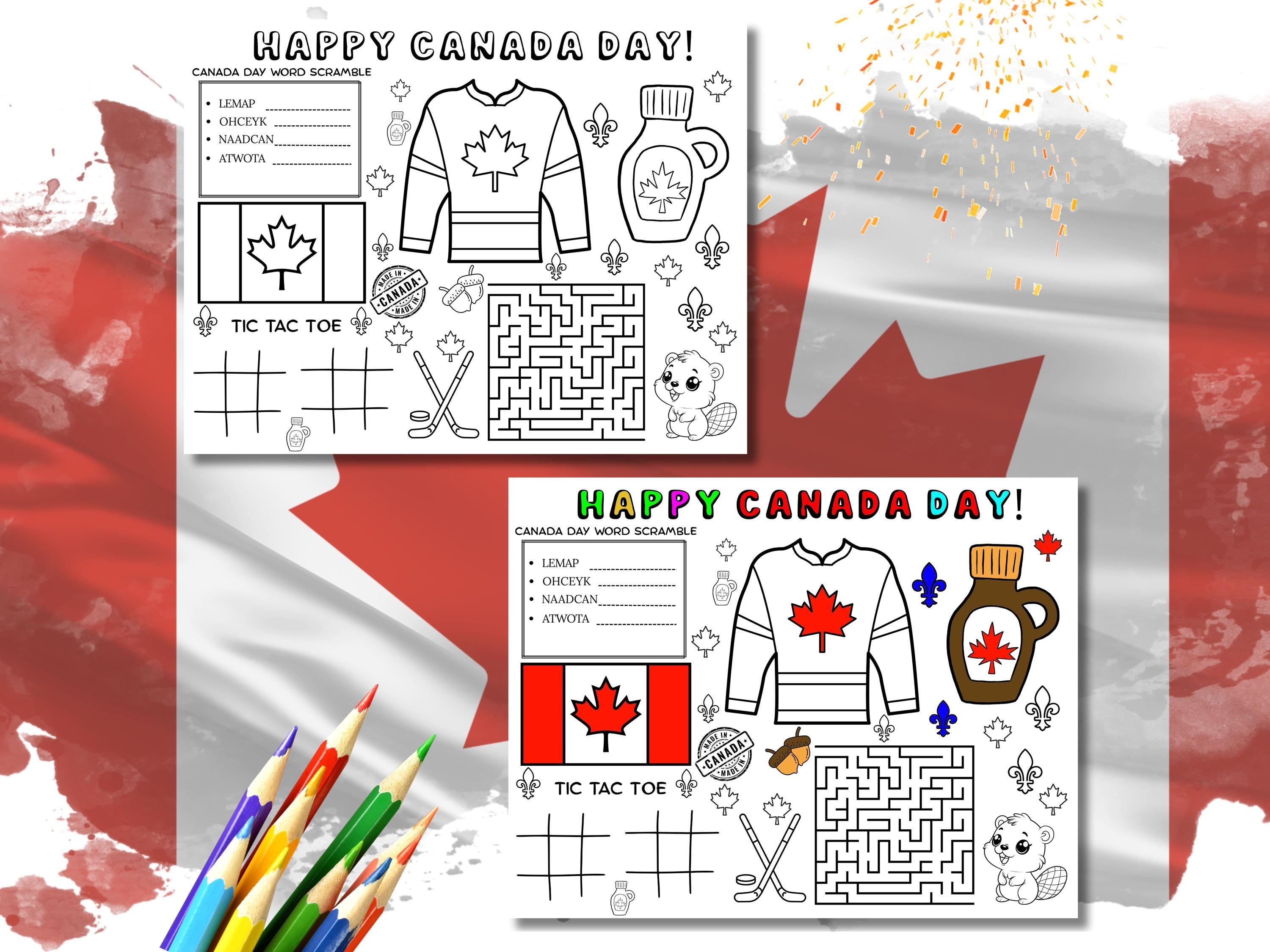 Canada Day Placemat for Kids, Printable Coloring Page for Kids, Canada ...