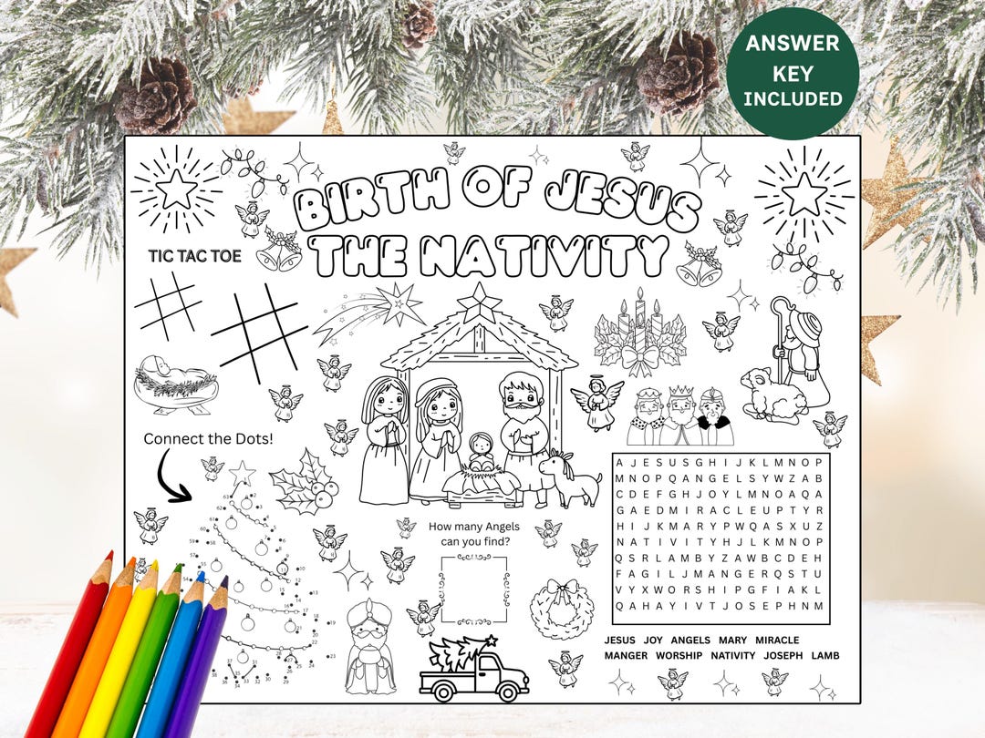 Nativity Activity Placemat, Christmas Placemats, Sunday School Craft ...