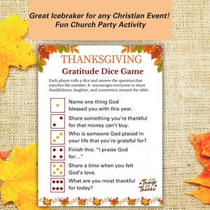 Christian Thanksgiving Gratitude Dice Game Activity, Thanksgiving Game ...