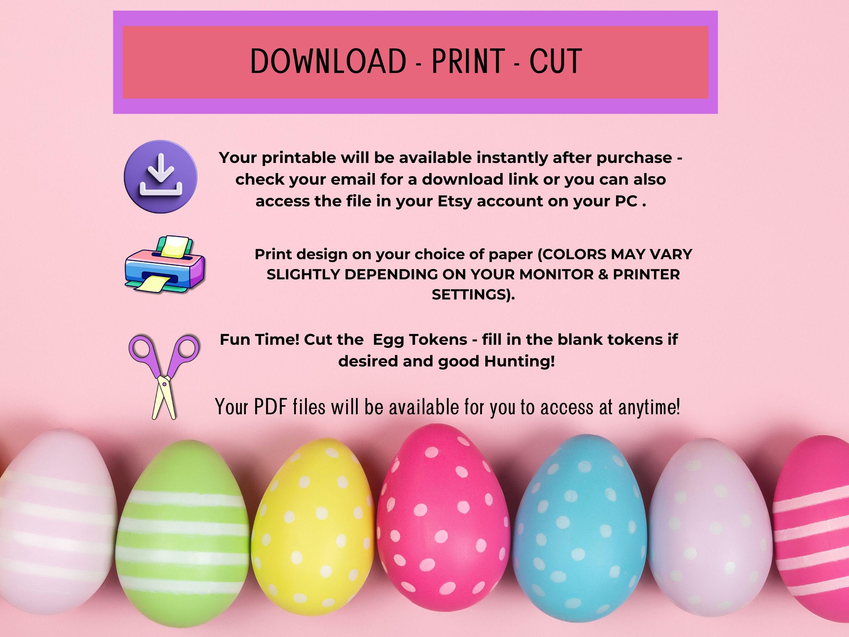 Printable Easter Egg Tokens, Easter Egg Token, Easter Egg Hunt, Egg ...