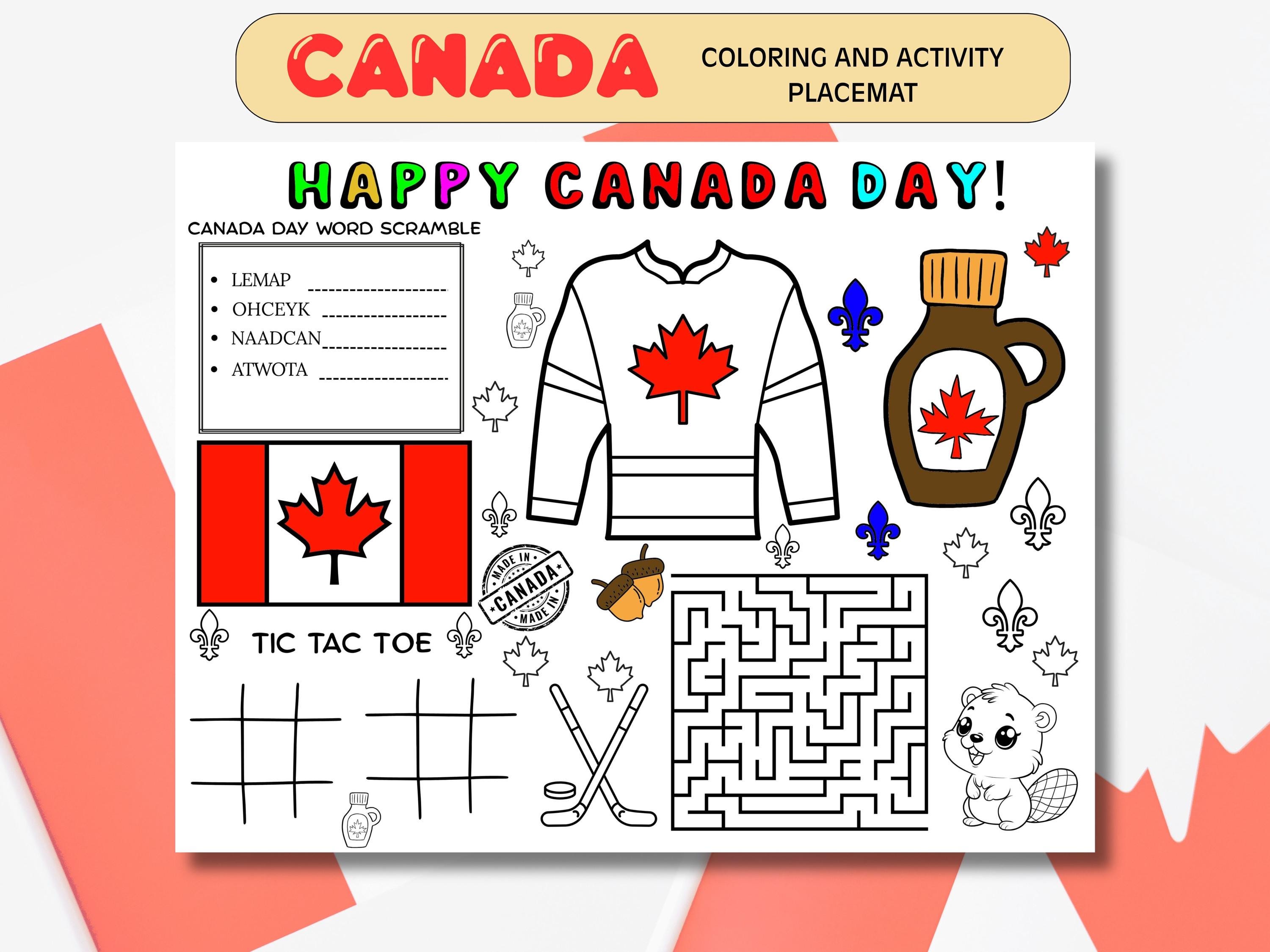 Canada Day Placemat for Kids, Printable Coloring Page for Kids, Canada ...