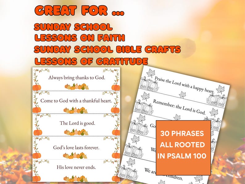 Sunday School Craft Paper Chain for Kids With Psalm 100, Printable ...