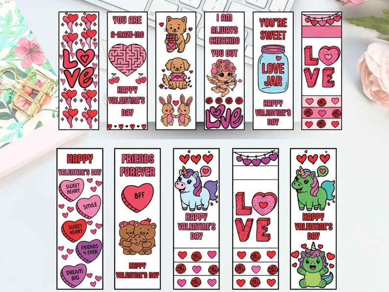 Printable Coloring Bookmarks for Kids, Valentine Coloring, Coloring ...