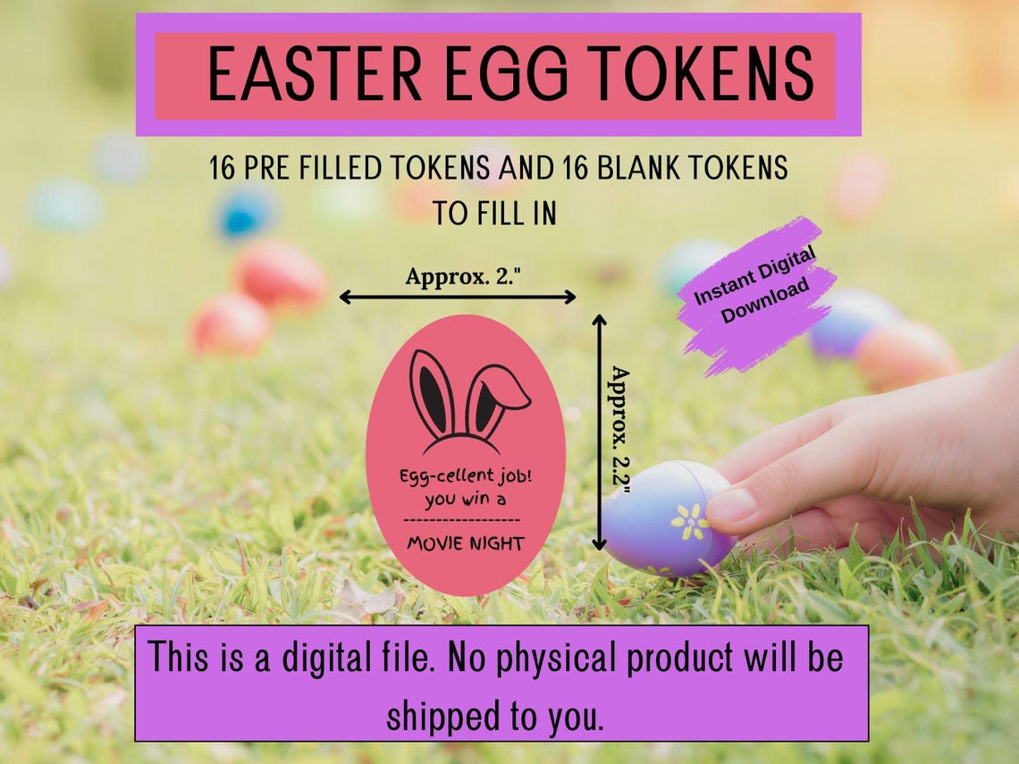 Printable Easter Egg Tokens, Easter Egg Token, Easter Egg Hunt, Egg ...