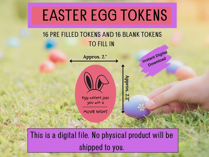 Printable Easter Egg Tokens, Easter Egg Token, Easter Egg Hunt, Egg ...