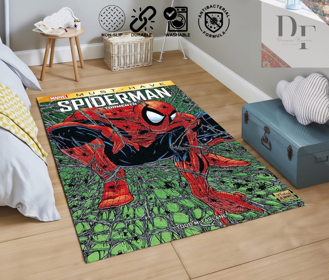 Cartoon Spiderman Rug, Spider-man Area Rug for Kids, Fun Spider Rug ...