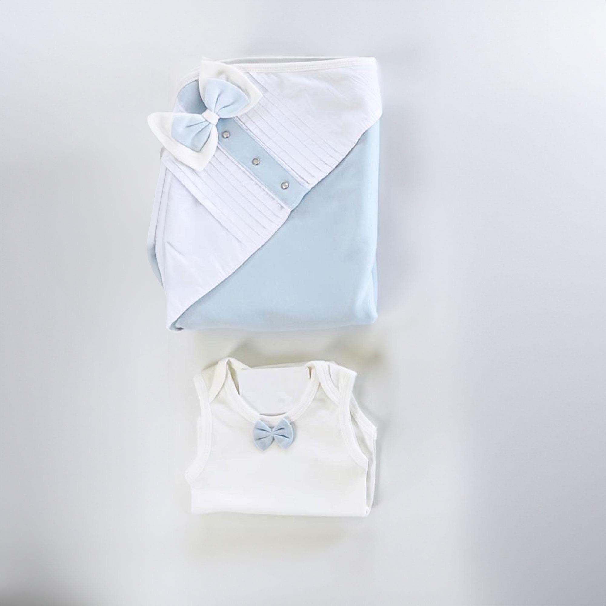 Luxury Baby Boy Coming Home Outfit – 10-piece Blue Cotton Set With Bow ...