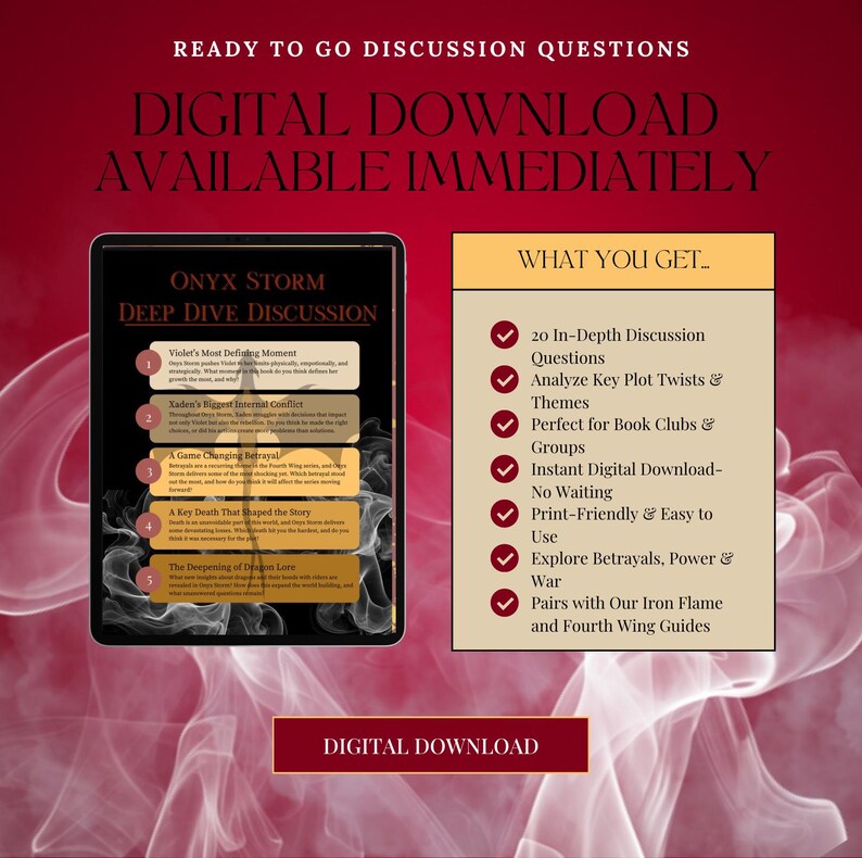 Onyx Storm Deep Dive Discussion Guide | 20 In-depth Book Club Questions ...