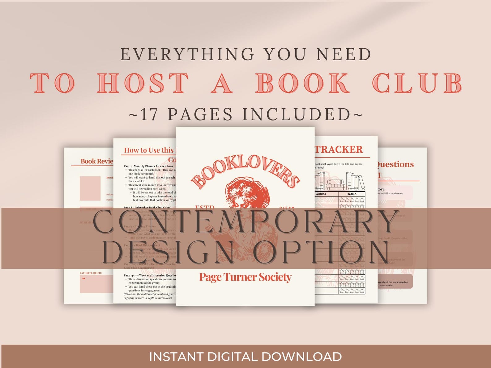 Book Club Hosting Kit Contemporary Design Bundle Digital Download - Etsy